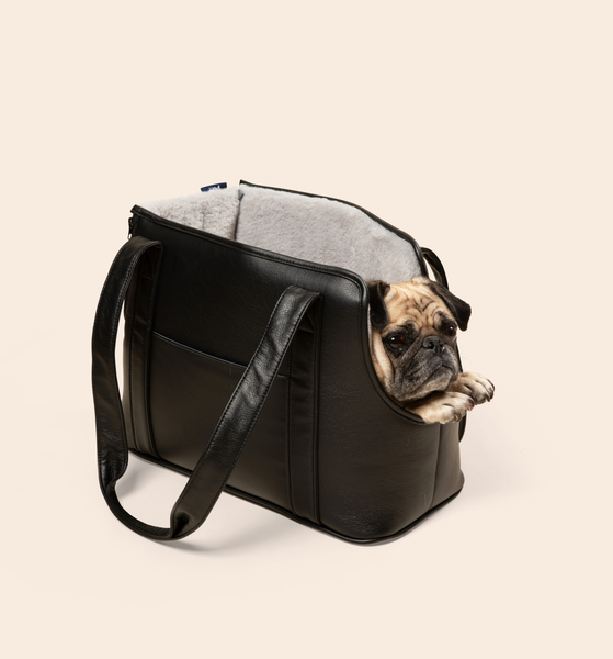 Faux Leather Dog Tote and Carrying Bag - Black – Paw.com