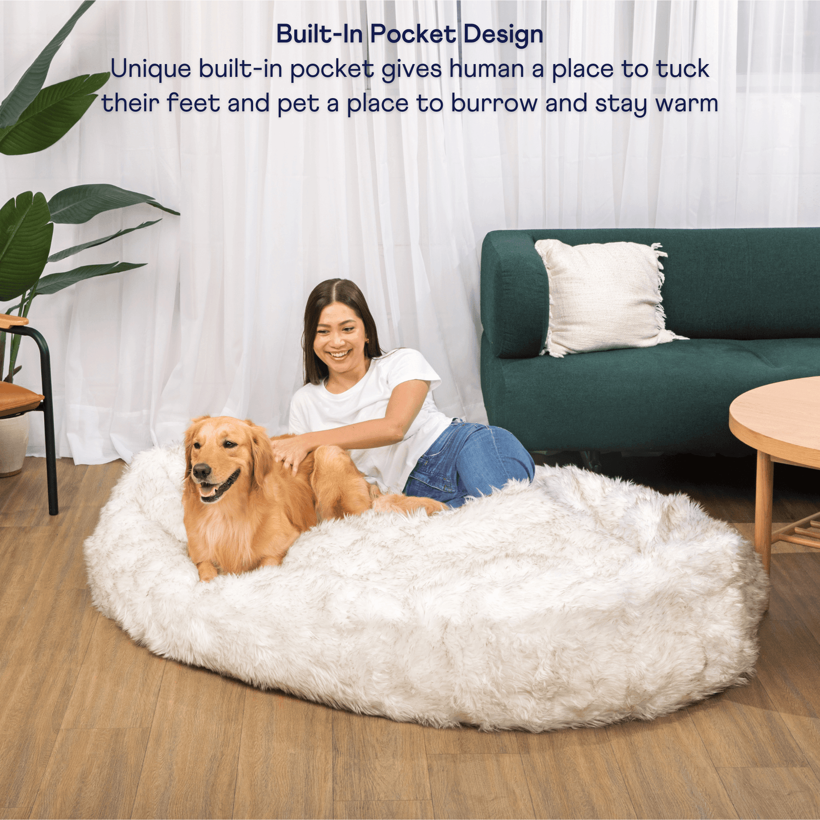 PupCloud™ Human Sized Dog Bed - White with Brown Accents – Paw.com