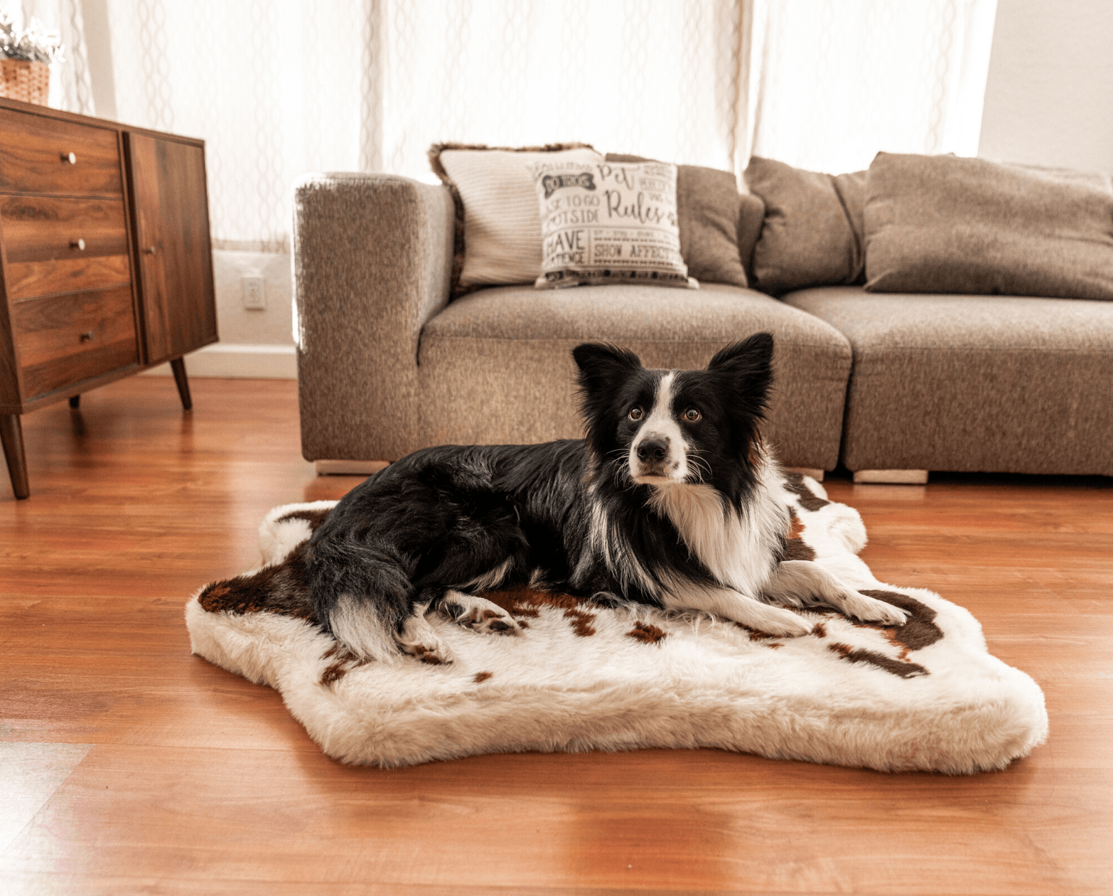 The Faux Cowhide Dog Bed That Looks Like a Rug- Brown Cowhide – Paw.com